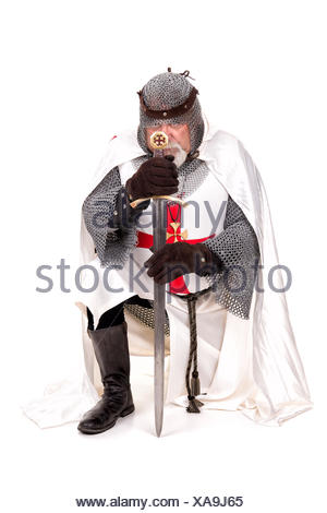 Knight Templar praying isolated in white Stock Photo: 144980938 - Alamy
