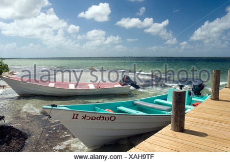 Caribbean, Leeward Islands, Barbuda, Codrington Lagoon, View of boat ...