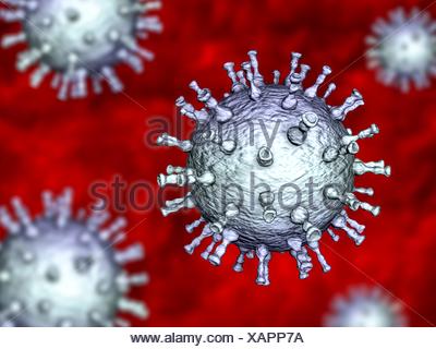 Computer illustration of a varicella zoster virus particle, the cause ...