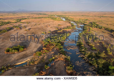 Aerial view of Rupununi river, Rupununi savanna, Guyana, South Stock ...