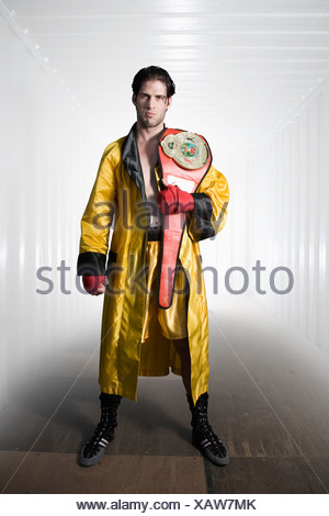 Boxer robe posing championship belt Stock Photo: 21678882 - Alamy