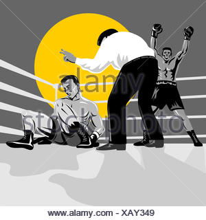Boxing referee counting boxer knockout Stock Photo: 135831655 - Alamy