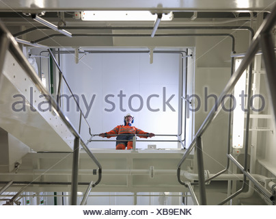 Marine engineer working in ship's workshop in engine control room Stock ...