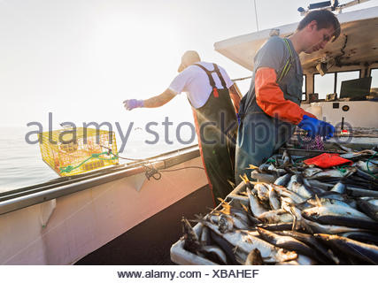 Two fishermen working on a boat Stock Photo: 88811854 - Alamy