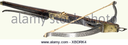 A crossbow, Spain, 16th century Heavy iron prod, with several smith ...