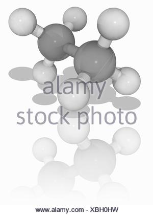 Ethane. Molecular model of the hydrocarbon alkane gas ethane (C2.H6 ...
