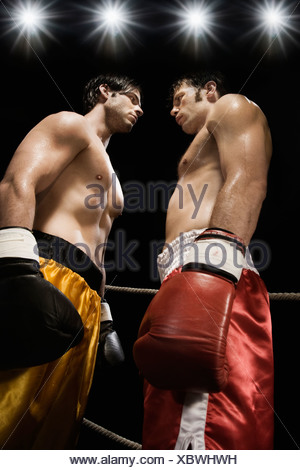 Boxers facing off boxing ring Stock Photo: 21678897 - Alamy