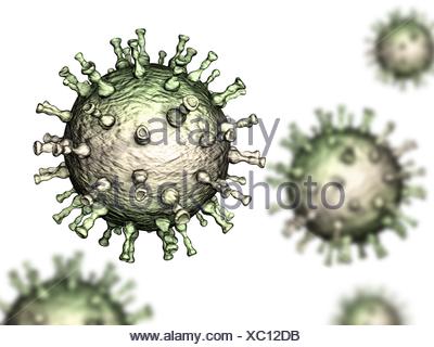Computer illustration of a varicella zoster virus particle, the cause ...