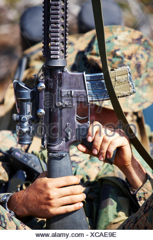 US Army service rifle M16 rifle isolated on a white background Stock ...