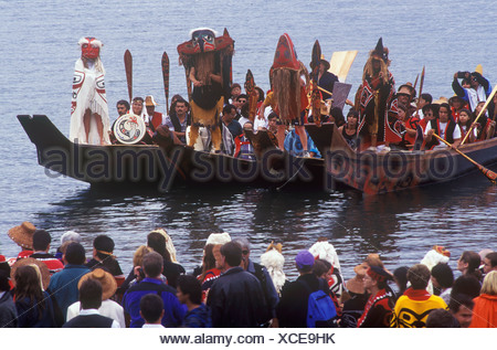 Haida war canoes, Haida Gwaii, British Columbia, Canada Stock Photo ...