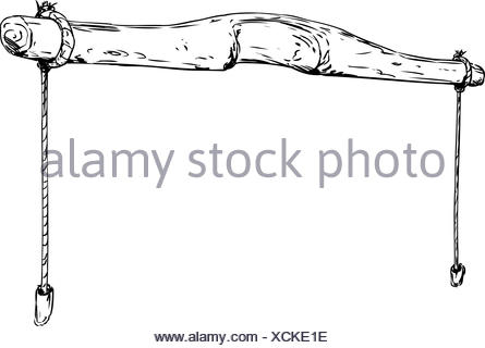 Cartoon sketch of 18th century carved wooden yoke with rope holding ...