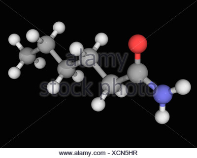 Hexanamide. Molecular model of the organic compound and amide Stock ...