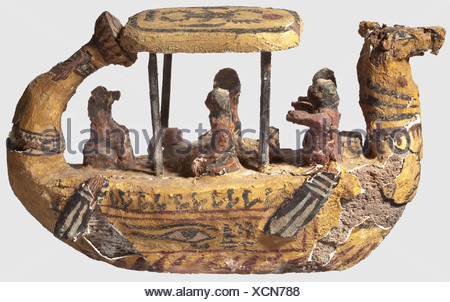 An Egyptian funeral boat, Late Period, 7th to 1st century B.C. Wood ...