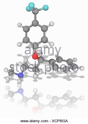 Fluoxetine. Molecular model of the antidepressant drug fluoxetine Stock ...