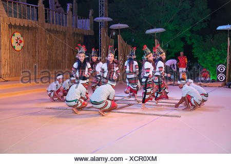 Mizoram Tribal dancers performing Traditional Cheraw dance ( Bamboo ...