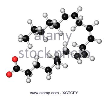 Dihomo-γ-linolenic acid (DGLA) fatty acid molecule. Omega 6-fatty Stock ...