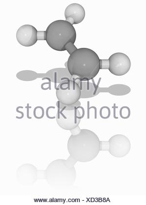 Ethene molecule. Atoms are represented as spheres and are Stock Photo ...