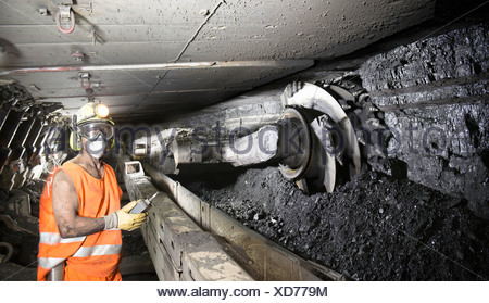 Coal cutting machine inside mine at the Deutsches Bergbau-Museum or ...