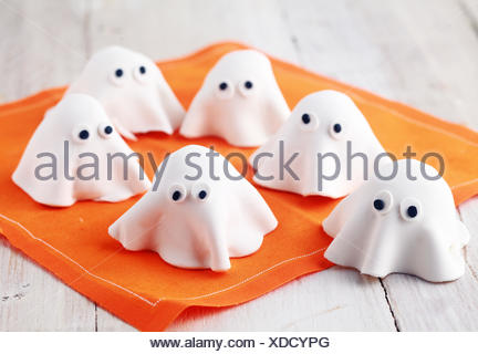 Scary white edible Halloween ghost appetizers for party snacks or Stock ...