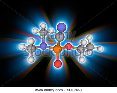 Tabun nerve agent, molecular model. Tabun is a chemical weapon Stock ...