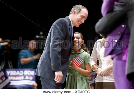 Newly elected United States Senator Bob Casey Jr. hugs his daughter ...