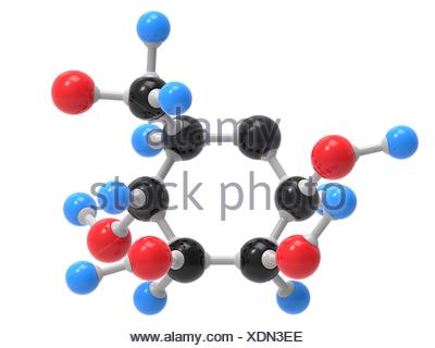 Glucose molecular model Atoms are represented as spheres and are colour ...