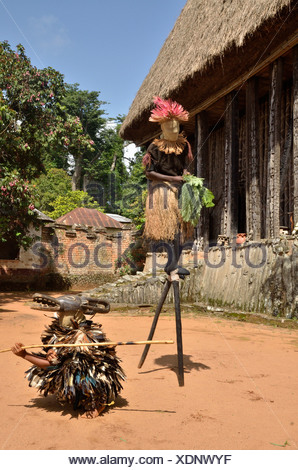 Traditional dance at the palace of Bafut, one of the traditional Stock ...