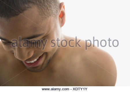 Portrait bare chested black man bald head Stock Photo: 13155112 - Alamy