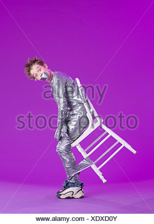 Boy bound by duct tape Stock Photo - Alamy