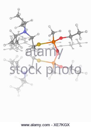 VX nerve gas. Molecular model of the extremely toxic nerve agent VX ...