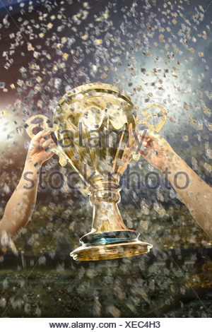 Hands holding up a trophy Stock Photo: 31515039 - Alamy
