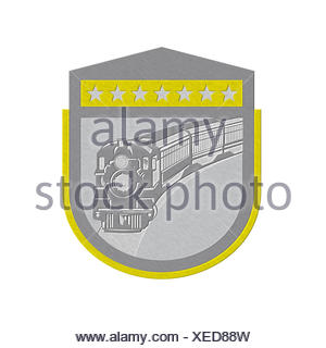 Metallic Steam Train Locomotive Retro Shield Stock Photo: 103051595 - Alamy