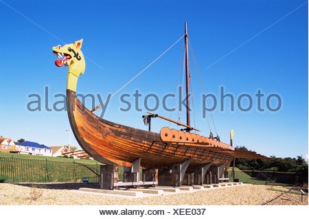 The 'Hugin' replica Viking ship, Ramsgate, Kent, England, UK Stock ...