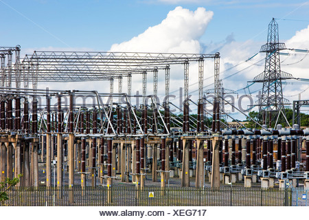 Electricity substation at Heysham Nuclear Power Station, Heysham Stock ...