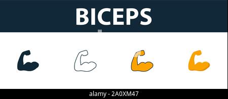 Bizeps-Symbolvektor, gefülltes flaches Zeichen, solides Piktogramm ...