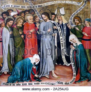 Triptychon Panel der Darstellung, die Legende der Heiligen Maria und Martha. Von der Kirche in ...