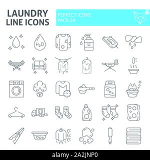 Satz von waschen Symbole (Wäsche Icons) isoliert auf weißem Hintergrund ...