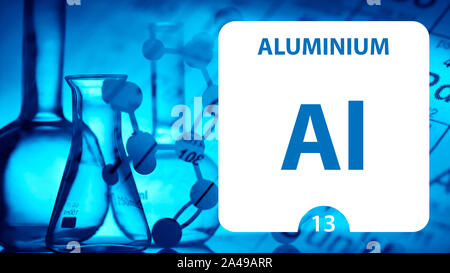 Aluminium Al chemische Element. Aluminium Schild mit der Ordnungszahl ...