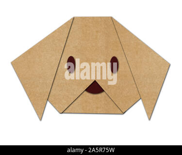 Origami Hund papercraft von Recycling Papier in weißem Hintergrund ...