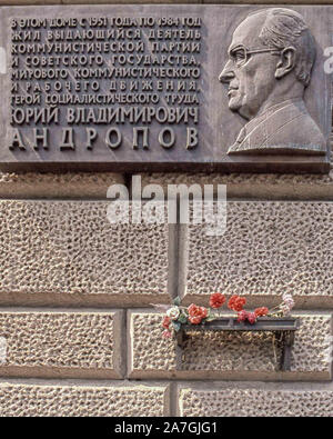 Soviet leader Yuri V. Andropov stands with top Soviet dignitaries on ...