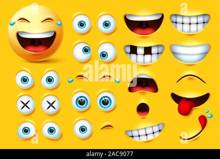 Emojis Smiley hungrig Vektor-Set. Emoji Avatar Charakter Gesicht in ...
