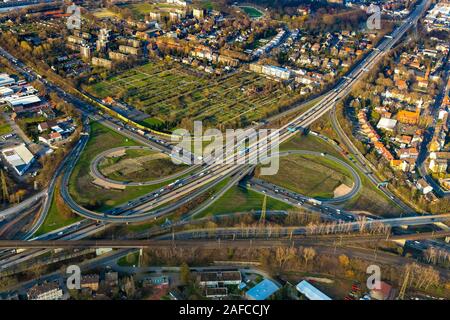 Luftaufnahme, Autobahnkreuz Herne, Stau, Stau, Autobahn A43, Autobahn ...
