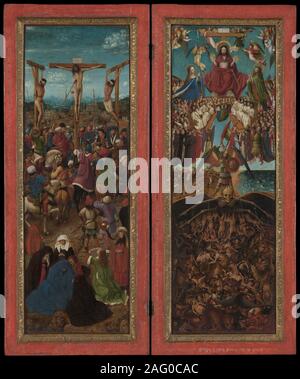 Die Kreuzigung und das jüngste Gericht Diptychon - von Jan Van Eyck, ca. 1435-40 Stockfotografie ...