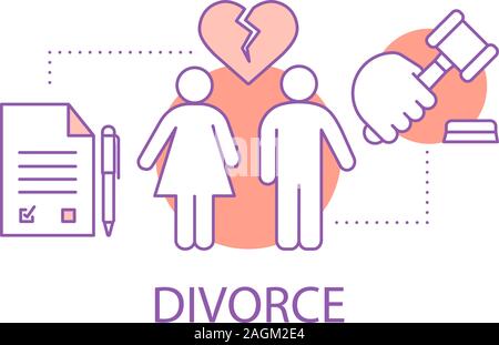 Scheiden paar Konzept Symbol. Aufteilung des Eigentums Idee dünne Linie ...