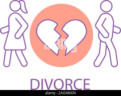 Scheiden paar Konzept Symbol. Aufteilung des Eigentums Idee dünne Linie ...
