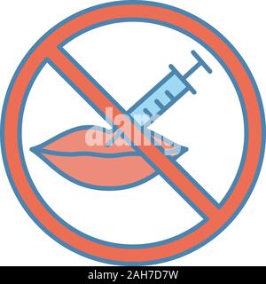 Neurotoxin Lippen Abschaltung der Einspritzanlage Farbe Symbol. Stop ...