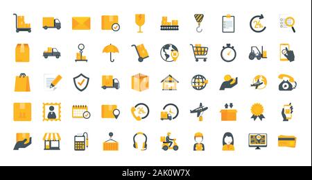 Lager Logistik Lagerung Symbole in Flacher Stil für jedes Design Set ...