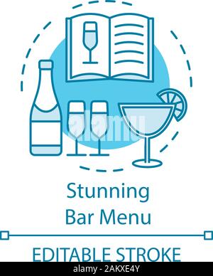 Beeindruckende bar Menü Konzept Symbol. Rezeptbuch und Cocktail ...