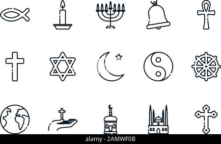 Symbole des Islam, Judentum, Buddhismus, Hinduismus und Christentum Stockfoto, Bild: 139737815 ...