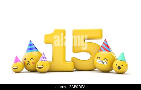 Nummer 15 emoji Geburtstag feiern. 3D-Rendering Stockfotografie - Alamy